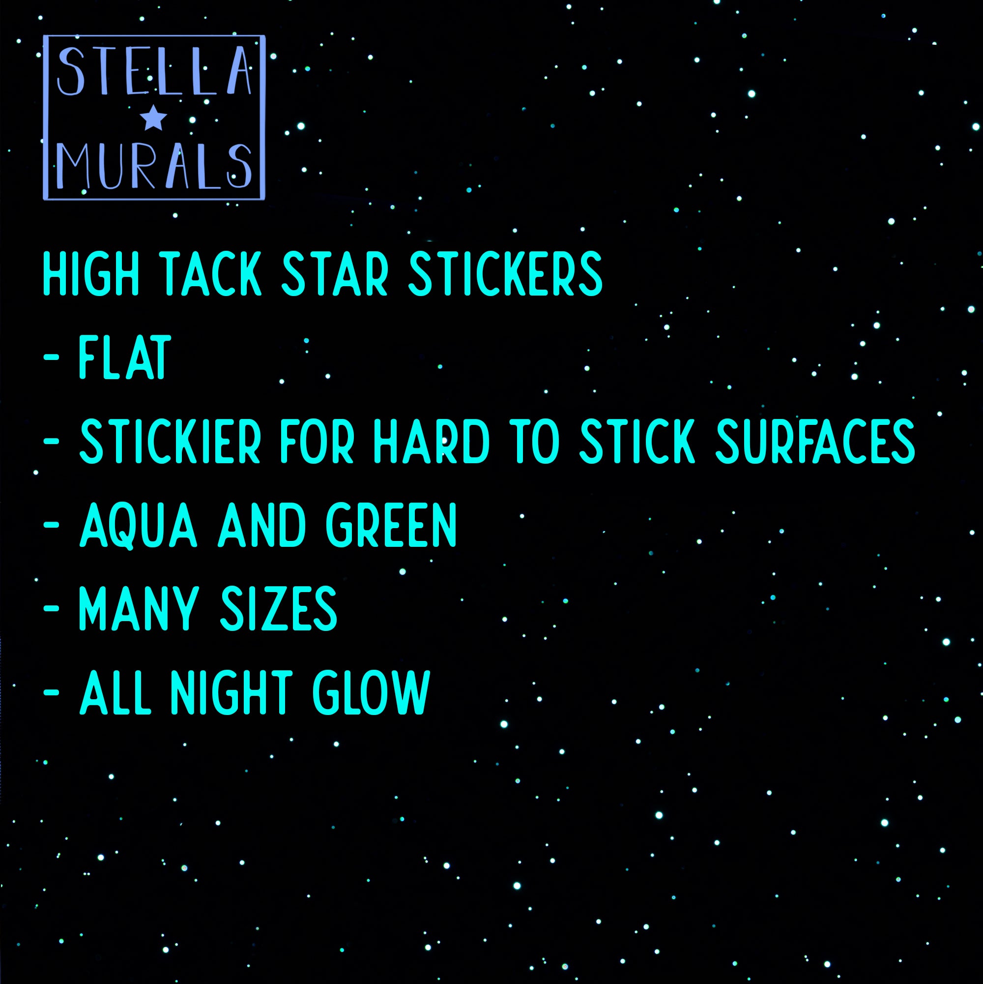 High Tack Adhesive Glow in the Dark Star Stickers